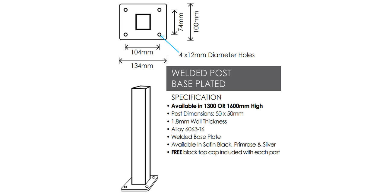 Steel Posts With Base Plate And 1.3m Cap | FenceGuru