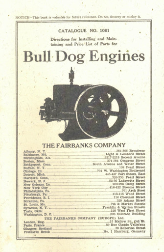 Book, Fairbanks Bulldog Engines