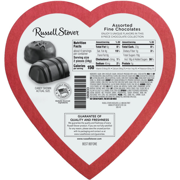 Russell Stover Assorted Chocolates in Heart-Shaped Gift Box