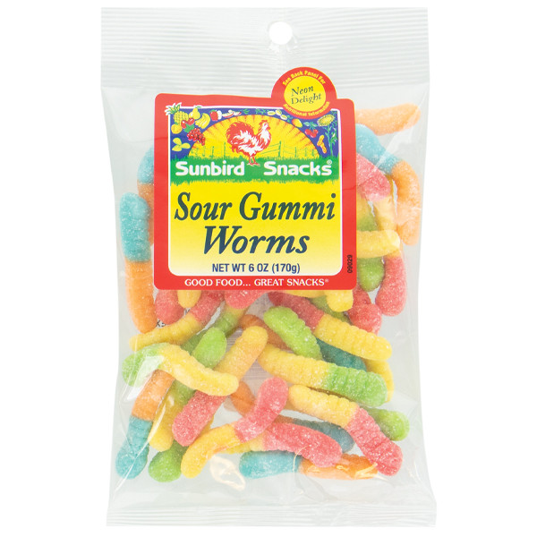 Sunbird Snacks - Sour Gummi Worms - 12ct Box