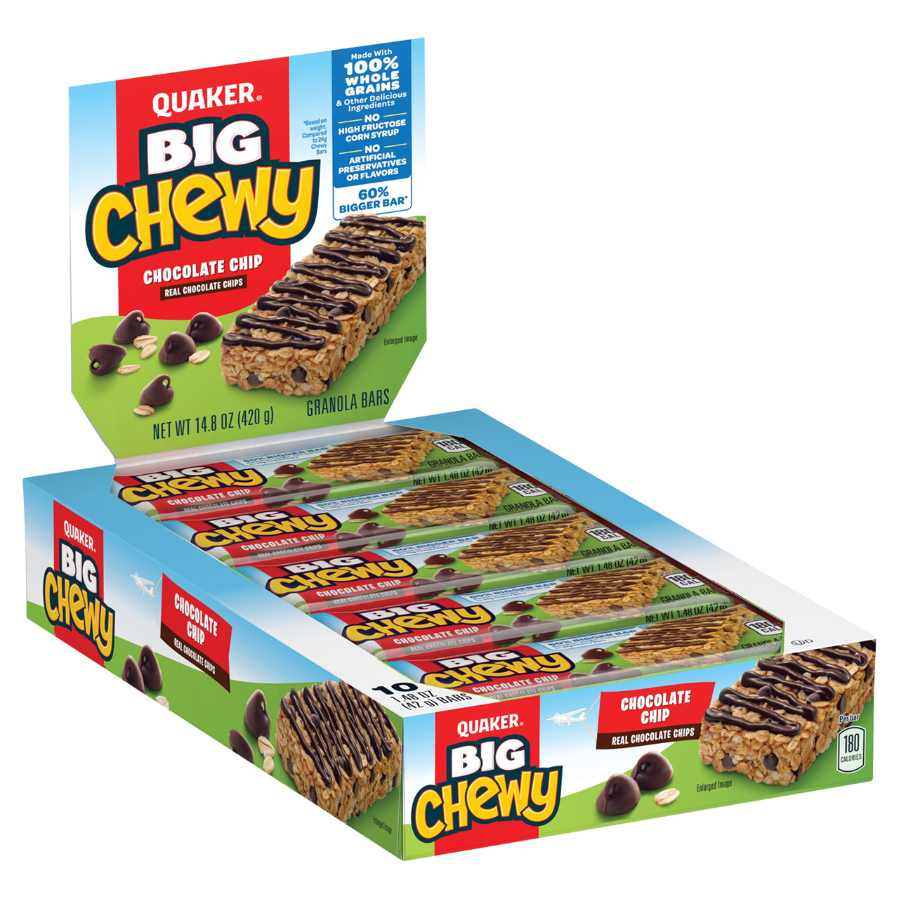 Quaker Big Chewy Granola Bar - Chocolate Chip - 10ct Box