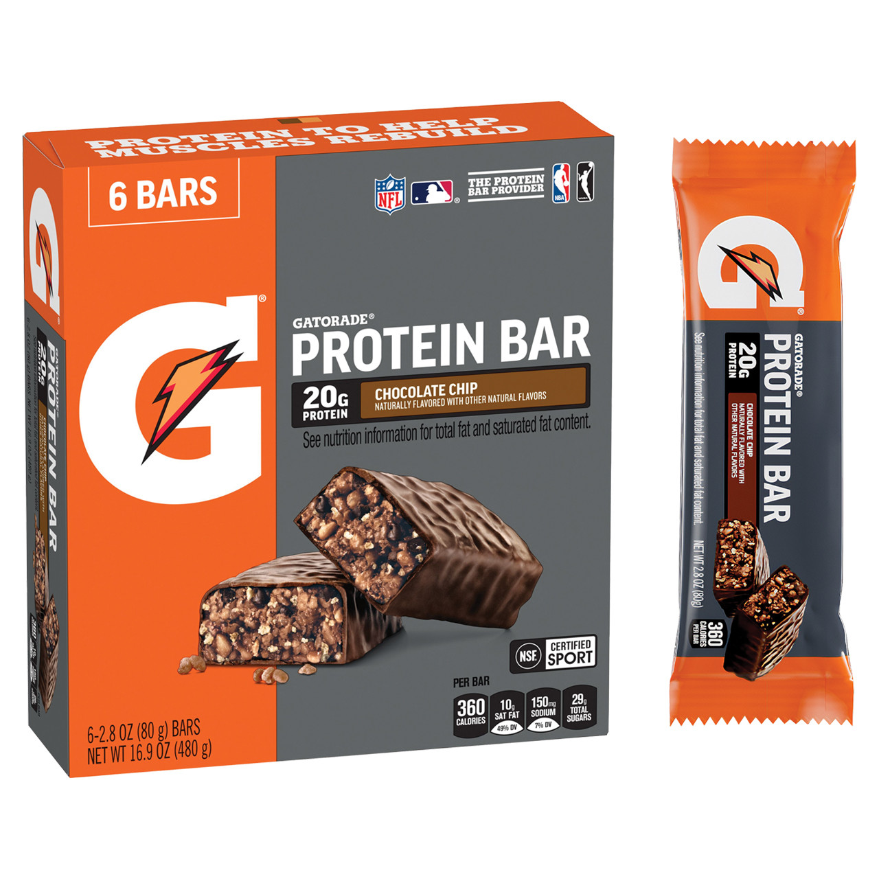 Gatorade Protein Bar - Chocolate Chip - 6ct Display Box