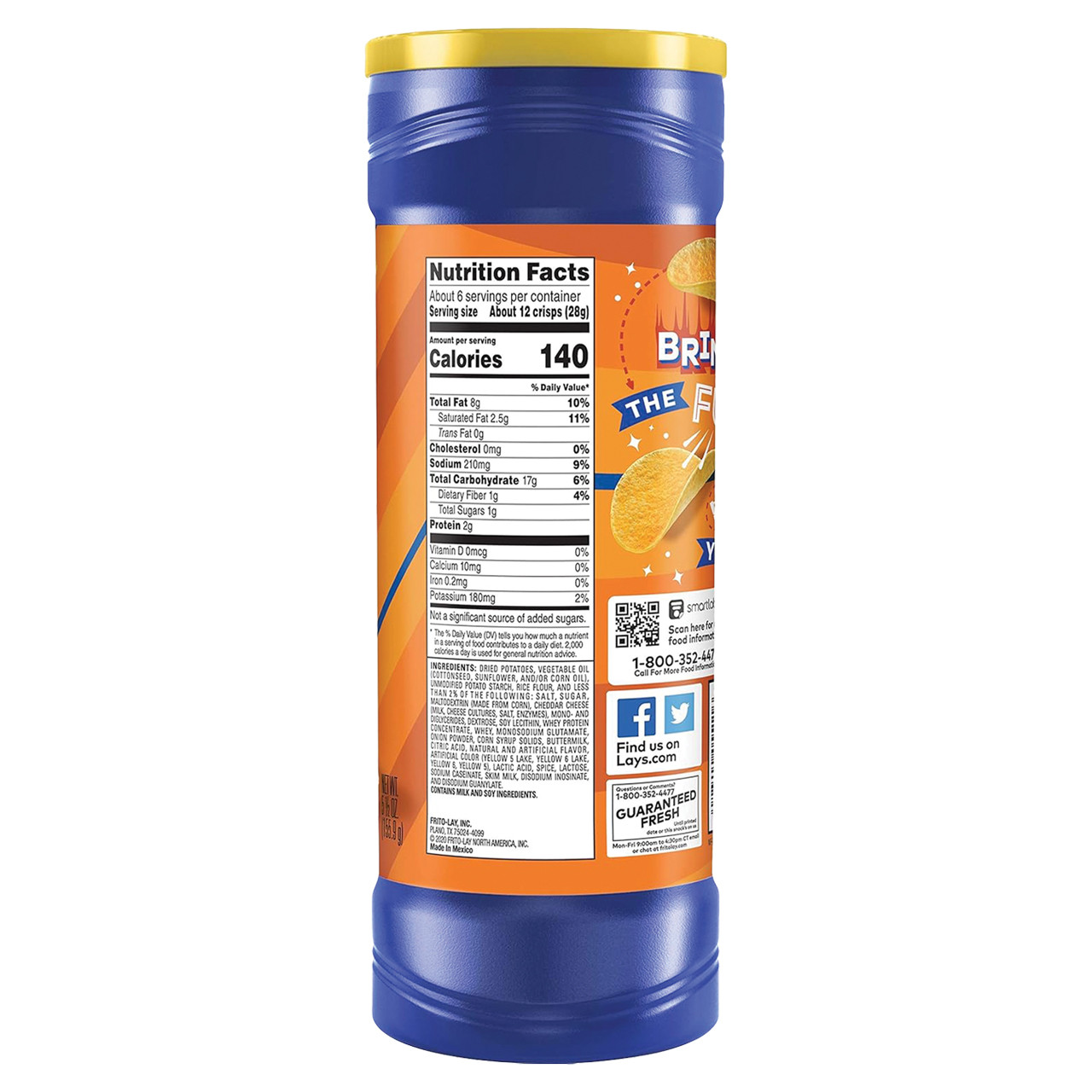 Lay's Stax Potato Crisps - Cheddar-Flavored - 5.5 Ounce Canister