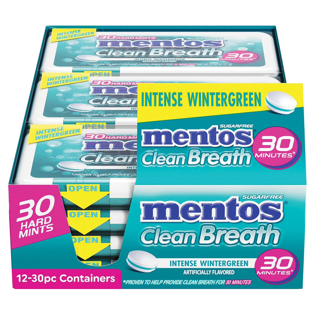 Mentos CleanBreath Mints - Intense Wintergreen - 12ct Display Box