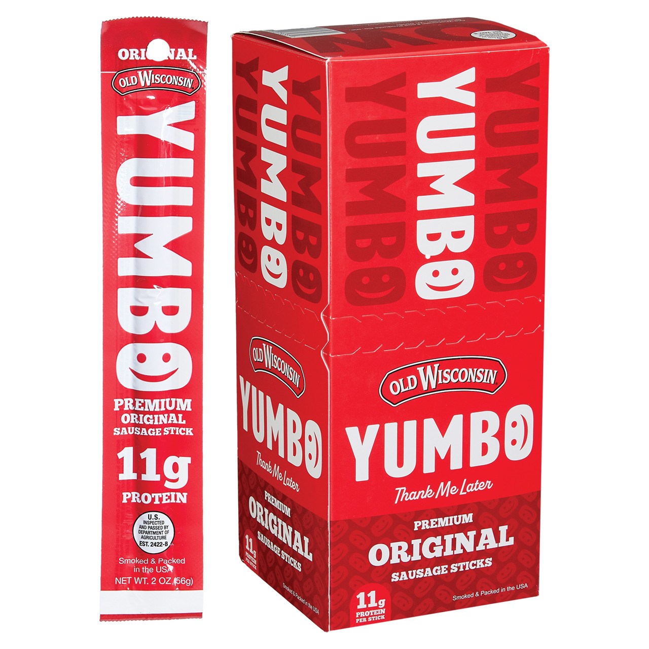 Old Wisconsin Yumbo Sausage Sticks - Original - 2oz - 20ct Display Box