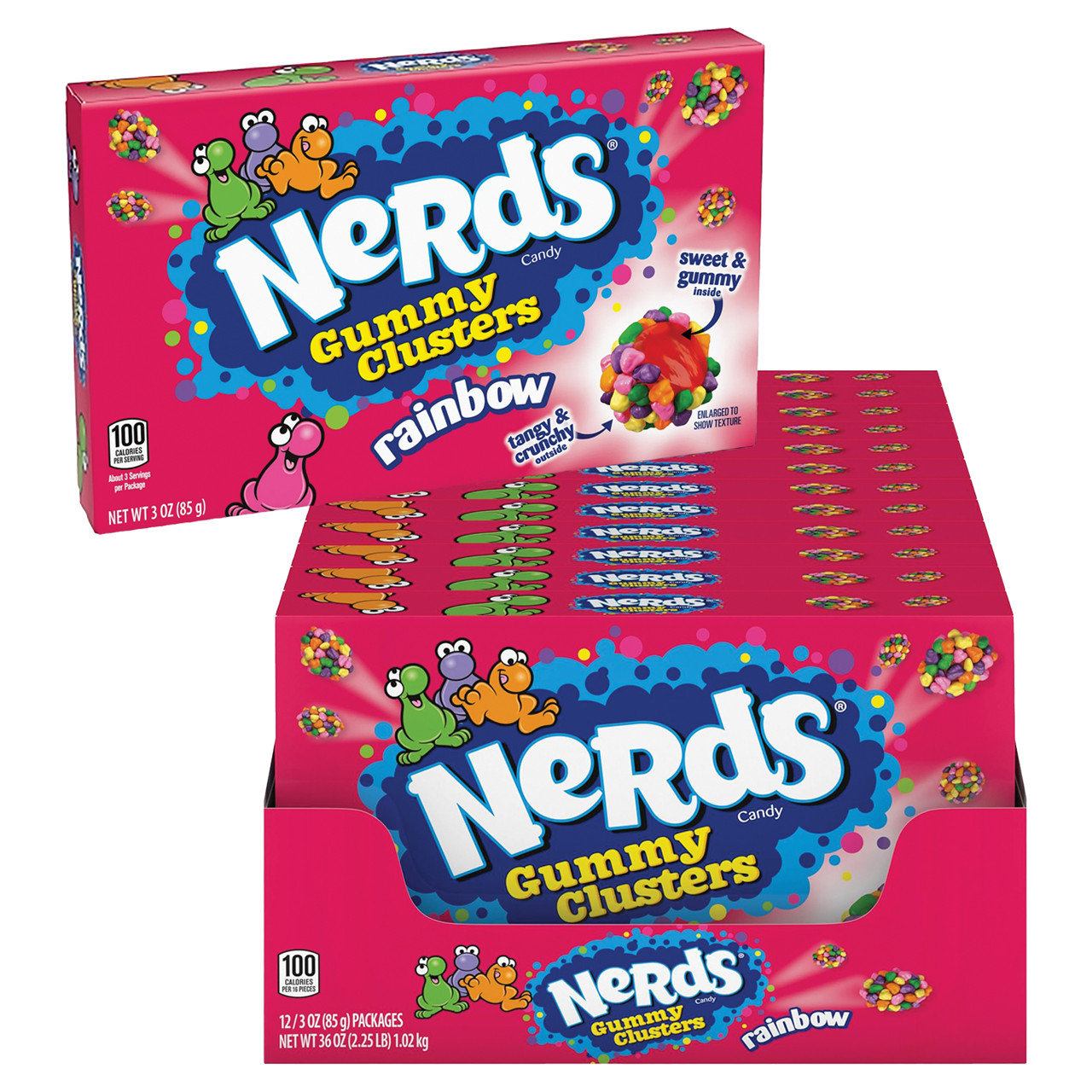 Theater Box Candy - Nerds Gummy Clusters Rainbow - 12ct Display Box