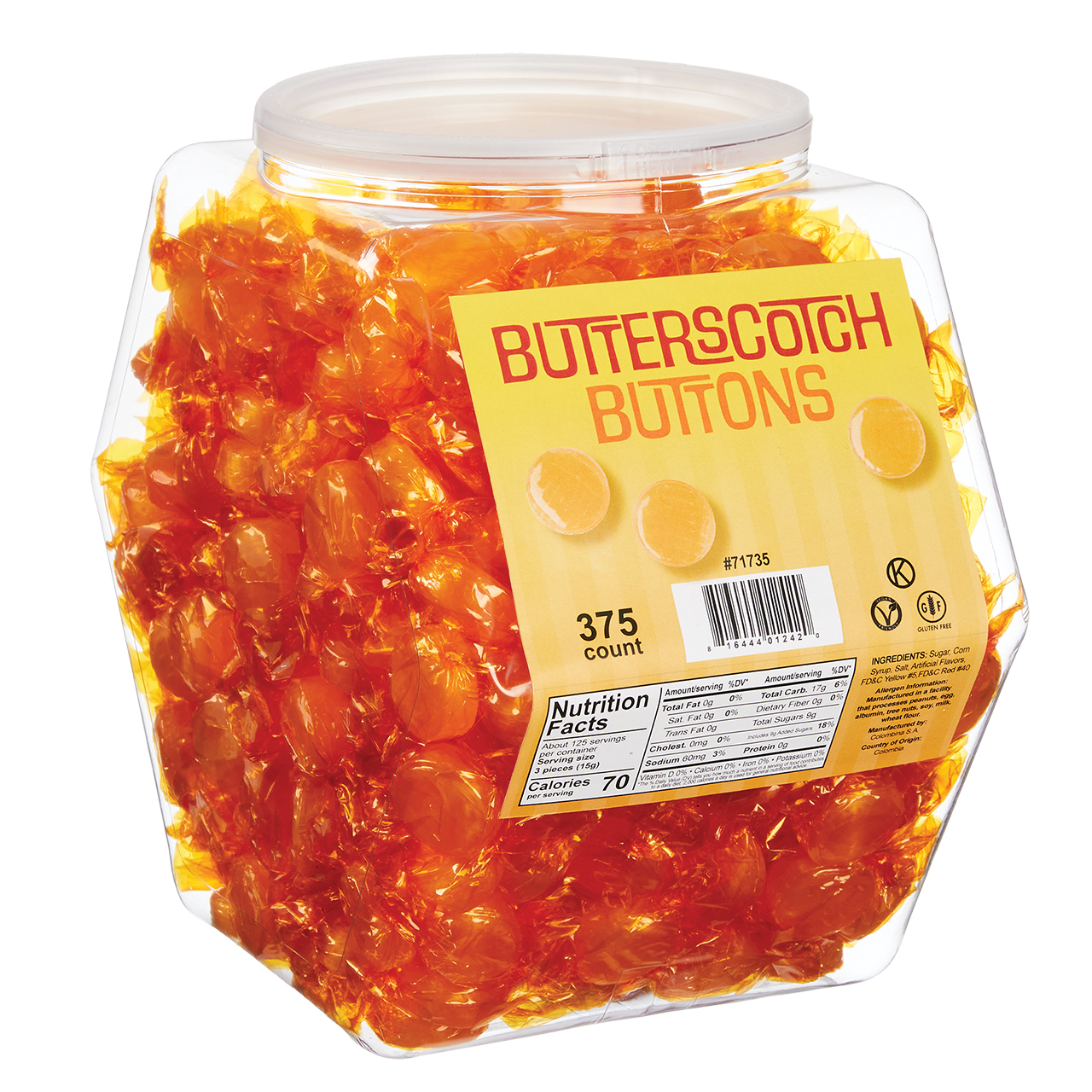 Butterscotch Buttons Hard Candy - Bulk Display Tub