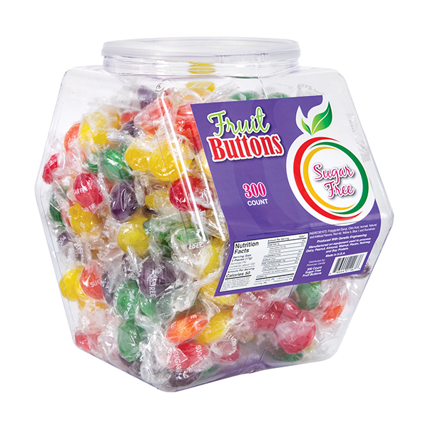 Fruit Buttons Sugar-Free Hard Candy - Bulk Display Tub