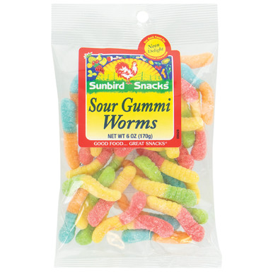 Sunbird Snacks - Sour Gummi Worms - 12ct Box