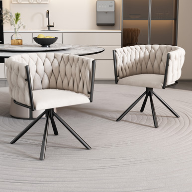 Luxury Velvet 360° Rotating Dining Chair with Ergonomic Back Support