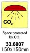 FIRE CONTROL SIGN SPACE PRTCTD BY CO2 150X150MM - IMPA 336007