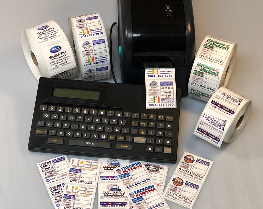 Oil Change Stickers Desktop Printer - Includes 500 Custom Designed Stickers