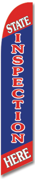 DMV INSPECTION HERE 15Ft Flag | Yellow -Red