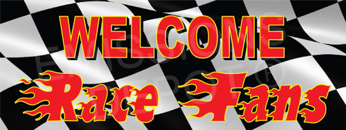 Welcome Race Fans (Flames) | 3 X 8 | Vinyl Banner