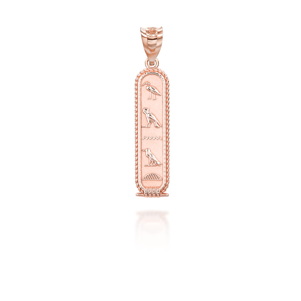 Gold Ancient Egyptian Cartouche Hieroglyphics Amulet Pendant Necklace Available in Yellow Rose White Gold