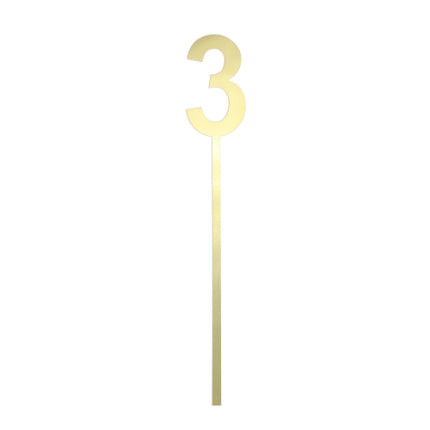 Number 3 Mirror Gold Cake Topper - The Cake Mixer
