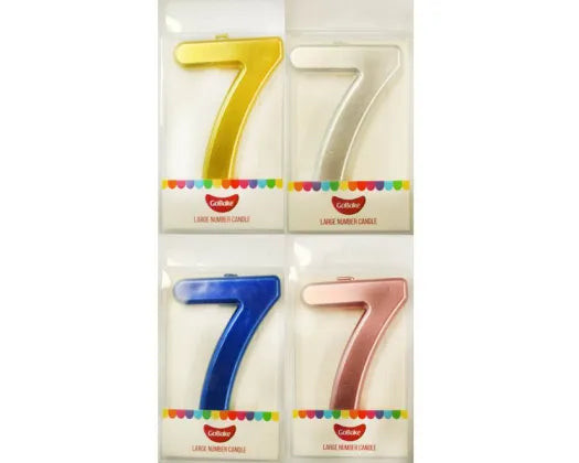 Large Number 7 Candle - Metallic Finish - The Cake Mixer