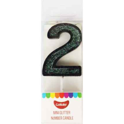 Mini Number 2 Candle With Shimmery Glitter. - The Cake Mixer