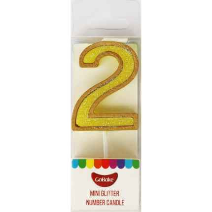 Mini Number 2 Candle With Shimmery Glitter. - The Cake Mixer