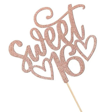 Sweet 16 Glitter Card Cake Topper - The Cake Mixer