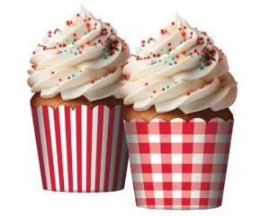 Red Gingham & Stripe Baking Cups – 12 Pack | Cake Supplies