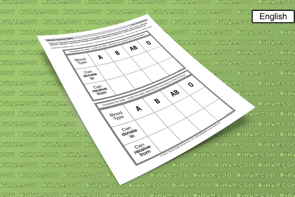 Blood Typing Table - dzdownloadablefoldables