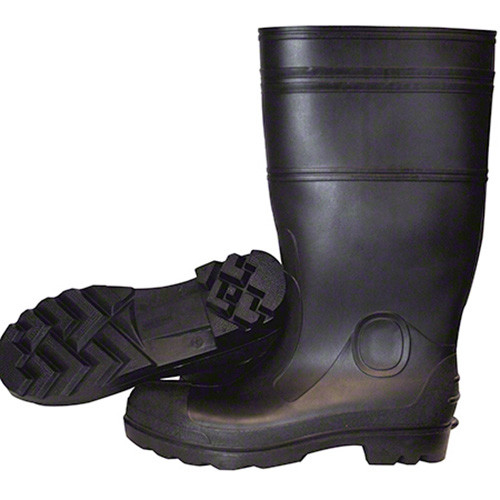 16" Plain Toe Black PVC Boot