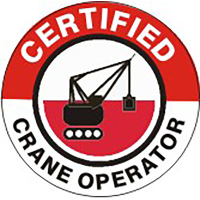 SGHM104 "CERTIFIED CRANE OPERATOR" hard hat sticker, 25/pk