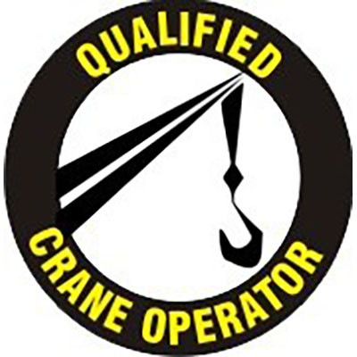 SGHM115 "QUALIFIED CRANE OPERATOR" hard hat sticker, 25/pk