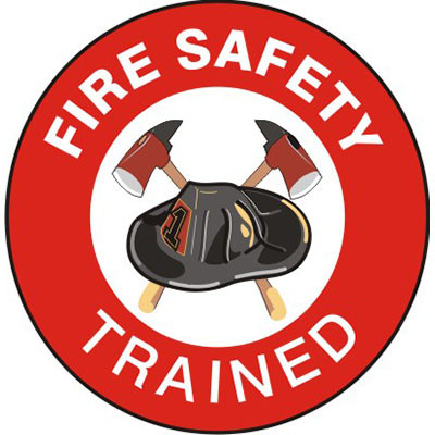 SGHM133 "FIRE SAFETY TRAINED" hard hat sticker, 25/pk