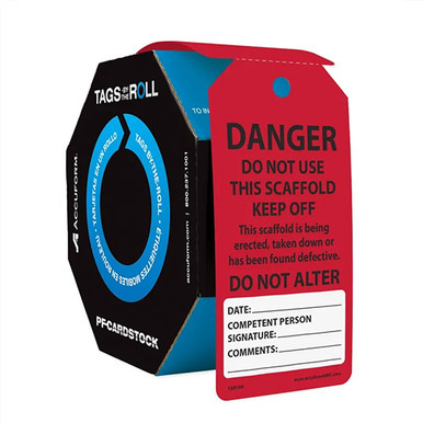 Accuform TAR111 Scaffold Tags Roll, Red, Danger. 250 Tags/Roll