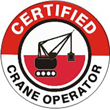 SGHM104 "CERTIFIED CRANE OPERATOR" hard hat sticker, 25/pk