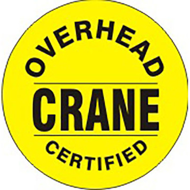 SGHM114 "OVERHEAD CRANE CERTIFIED" hard hat sticker, 25/pk