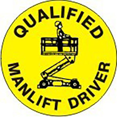 "QUALIFIED MANLIFT DRIVER" hard hat sticker, 25/pk