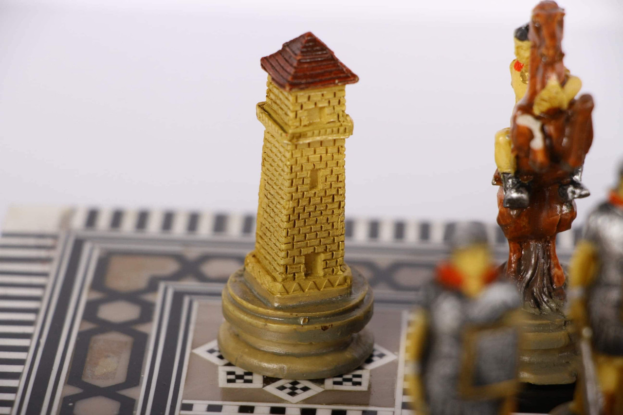 Egyptian Vs Roman Chess Game Handmade Mother Of Pearl Inlaid Wooden