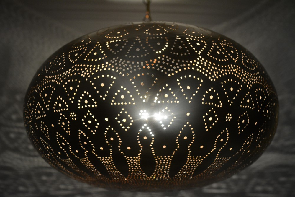 Boho Brass Ceiling Light – Handmade Moroccan Rustic Fixture | E Kenoz
