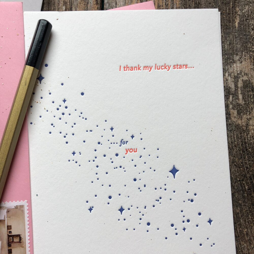 Lark Press Letterpress Card I Thank My Lucky Stars For You - The Websters