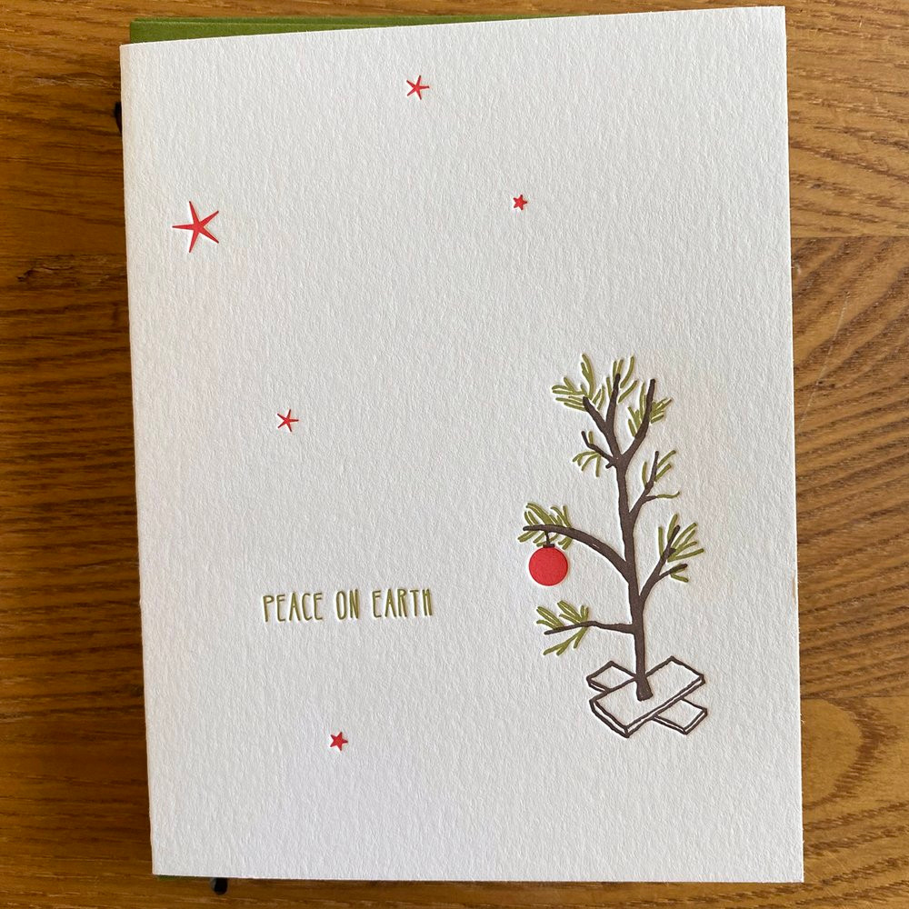 Lark Press Letterpress Card Charlie Brown Tiny Tree - The Websters