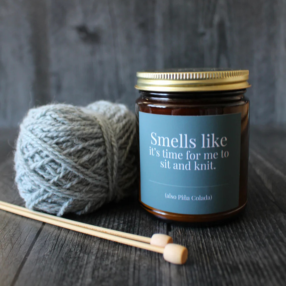 Never Not Knitting Candle 4 oz Pina Colada - The Websters