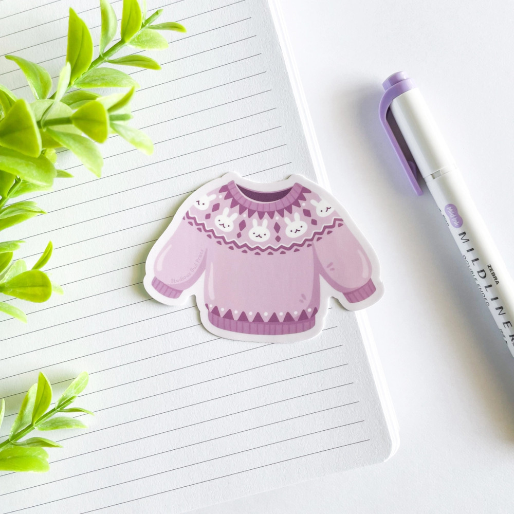 Studious Owl Press Vinyl Sticker Cute Fair Isle Sweater - The Websters