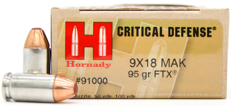 Hornady Critical Defense 9x18 Makarov 95gr FTX Ammo - 25 Rounds ...