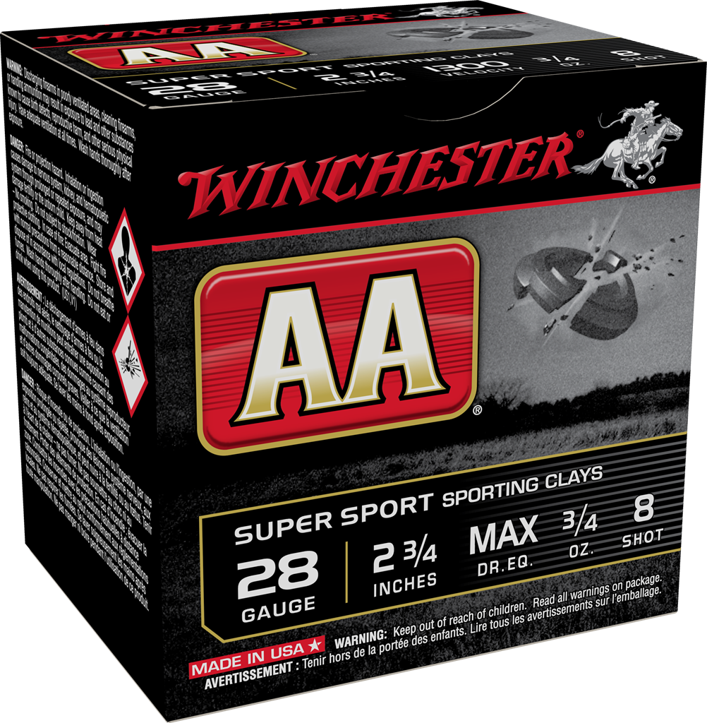 Winchester AA Super Clay 28ga 2.75" 3/4oz #8 Shot Ammo - 25 Rounds ...