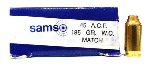 Samson .45 ACP 185gr SWC Match Ammo - 50 Rounds - Ventura Munitions