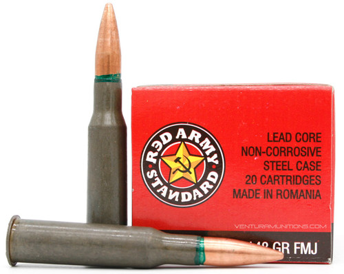 Red Army Standard 7.62x54r 148gr FMJ Ammo - 20 Rounds - Ventura Munitions