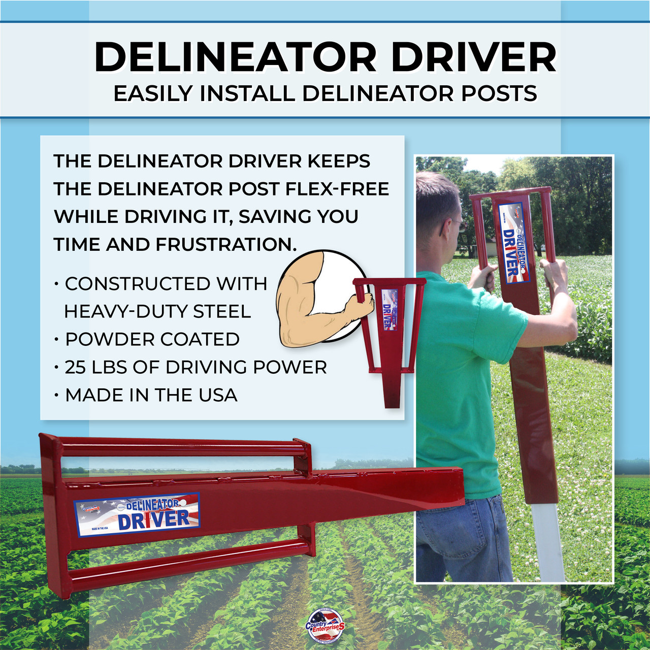 Flex Tough Delineator Marker + Decal | 72" x 4" | Country Enterprises Inc.