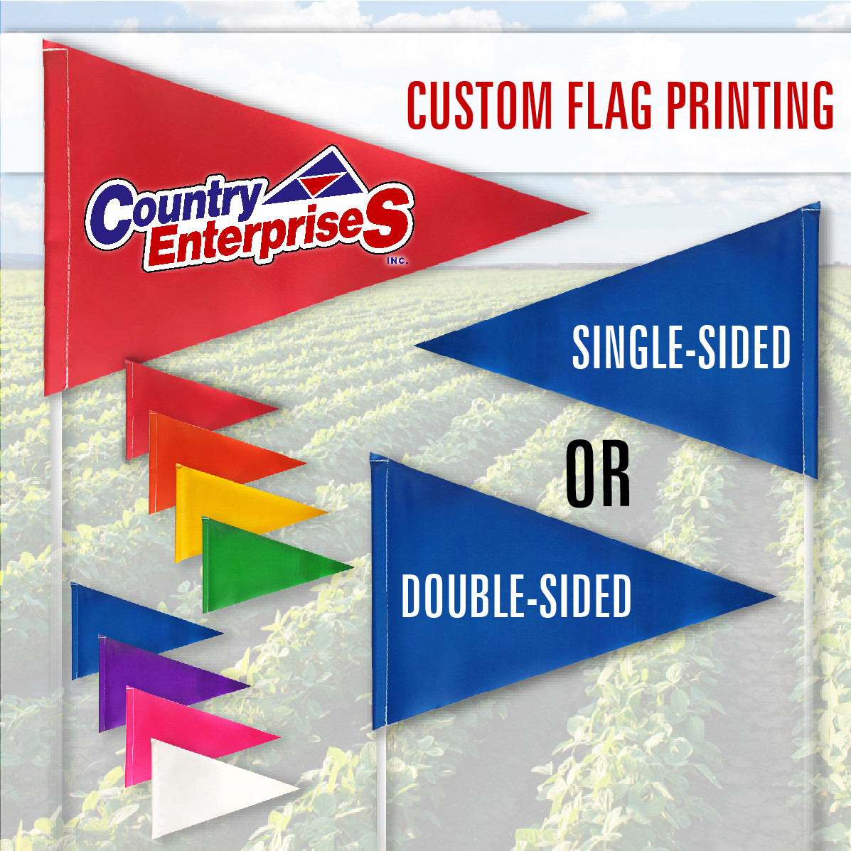 Custom Printed Marking Flag | Wire Staff | Country Enterprises