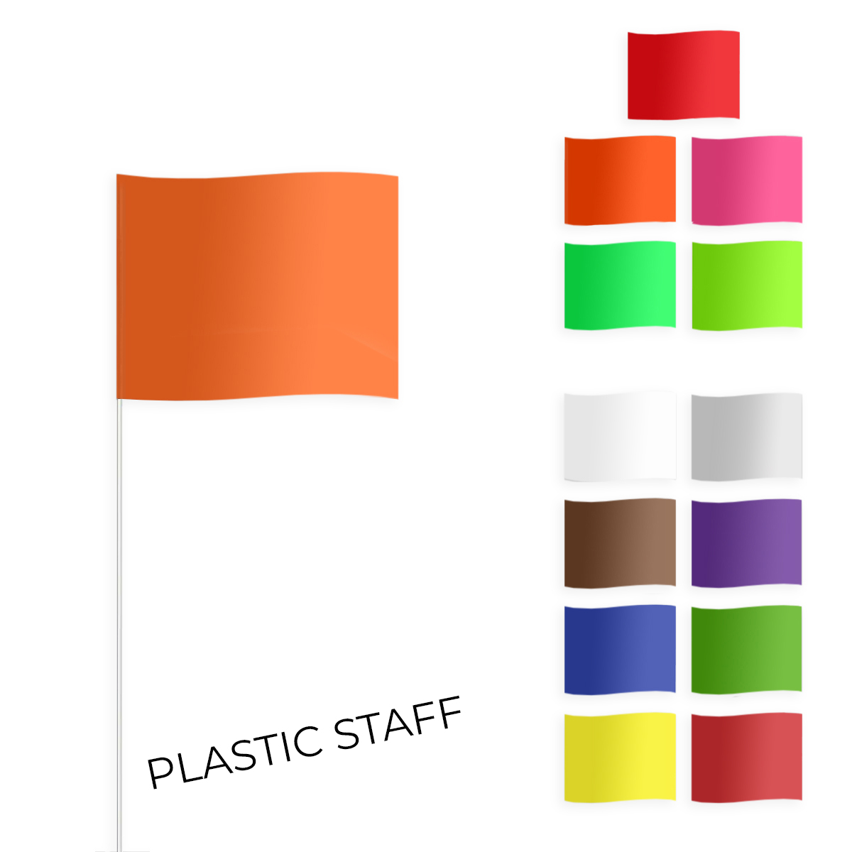 Marking Flag with Plastic Staff (1000 Qty), Various Flag, Rod Sizes ...