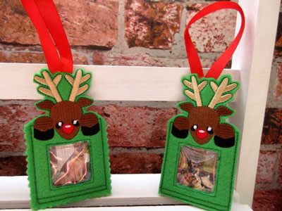 Reindeer Picture Frame Ornament Embroidery Design