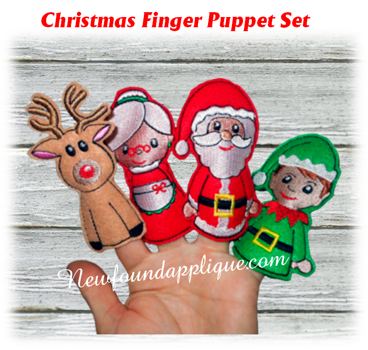 Christmas Finger Puppet Set Embroidery Design
