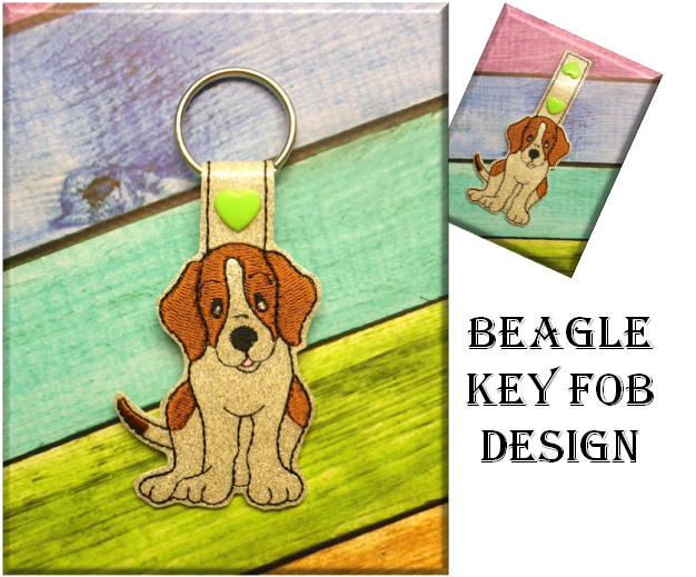 In The Hoop Golden Retriever Key Fob Embroidery Design